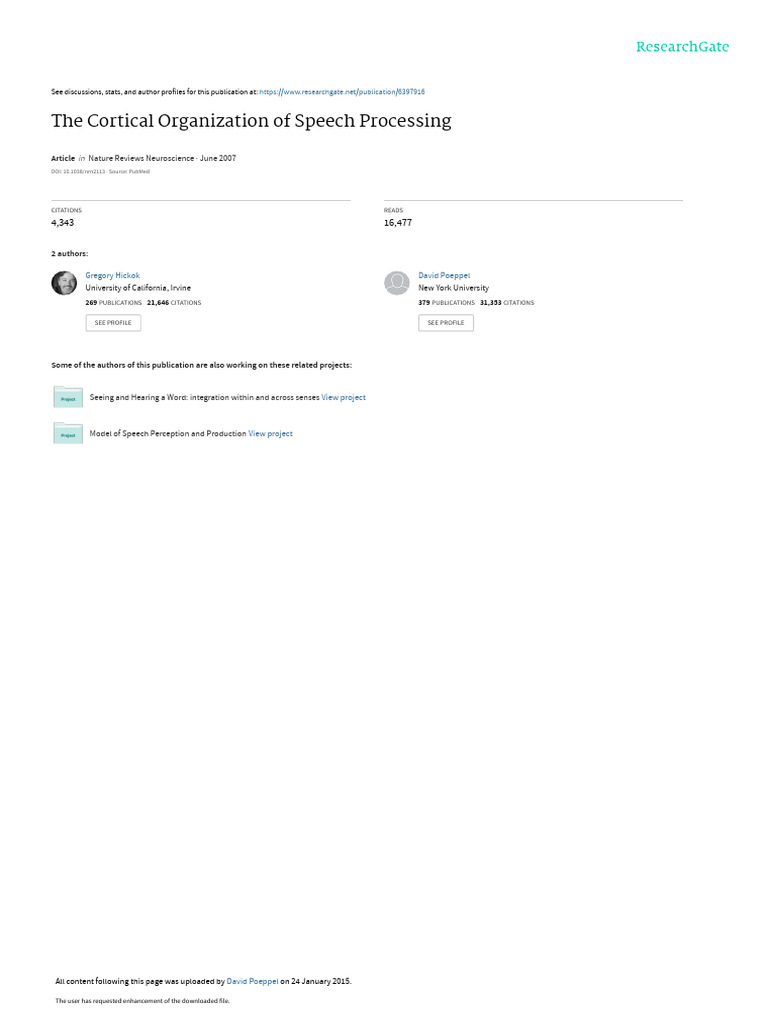 The Cortical Organization of Speech Processing | PDF | Speech ...