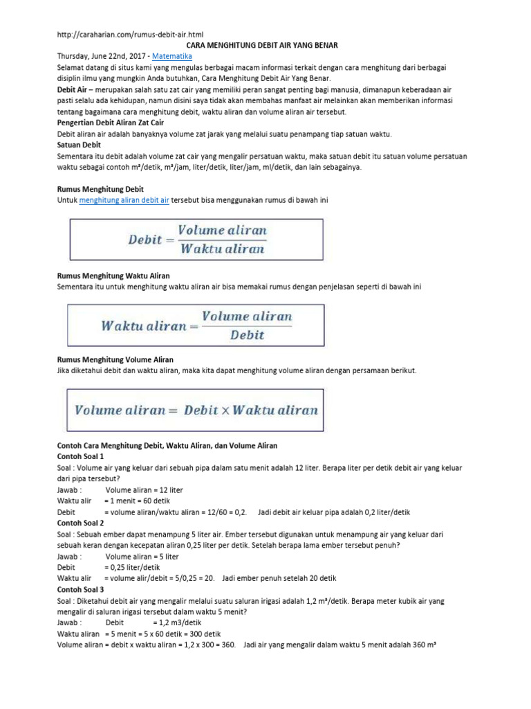 Cara Menghitung Debit Air Yang Benar | PDF