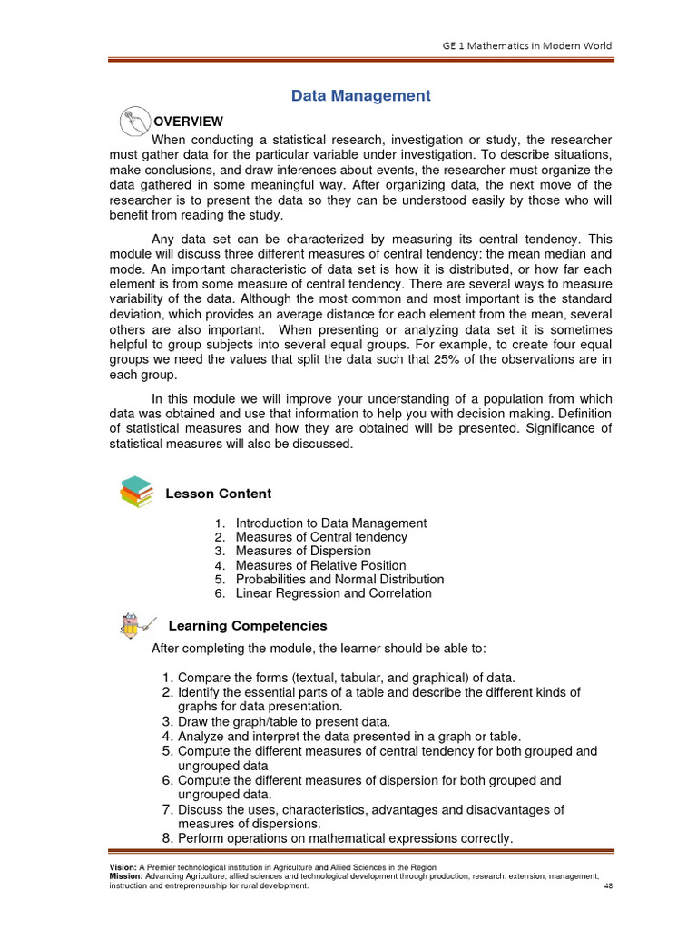 MMW Module 4 | PDF | Mode (Statistics) | Mean