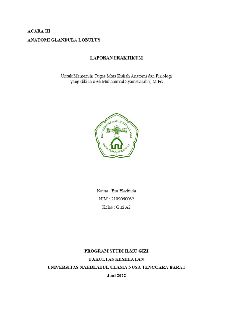 Acara 3 - Anatomi Glandula Lobulus | PDF