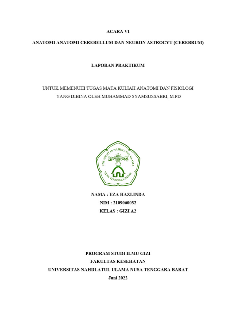 Acara 6 - Anatomi Cerebellum Dan Neuron Astrocyt (Cerebrum) | PDF