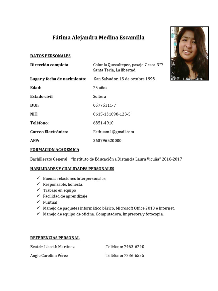 Fátima Alejandra Medina Escamilla CV (1) | PDF