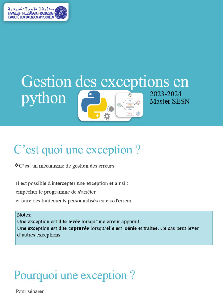 GESTIONS EXCEPTIONS PYTHON | PDF