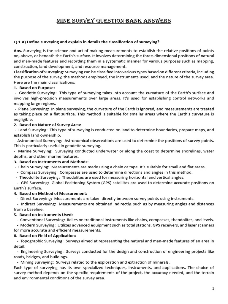 Er - Mining Survey Question Bank | PDF | Surveying | Contour Line