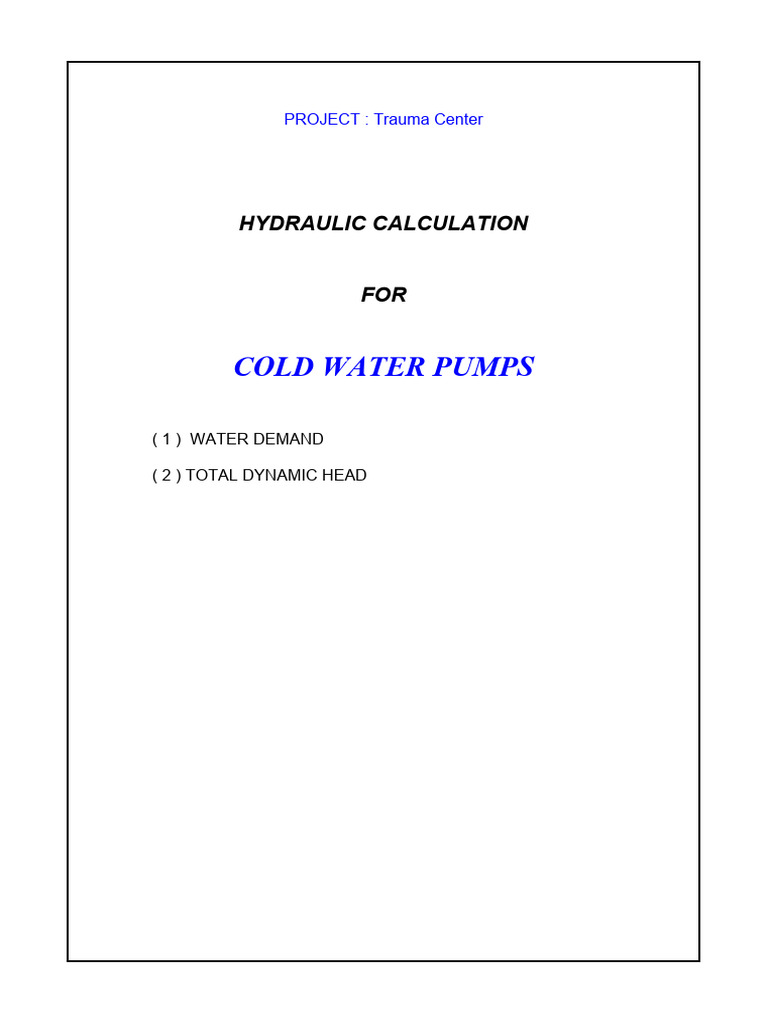 (Cold Water) Pumps-1 | PDF | Fluid Mechanics | Mechanical Engineering