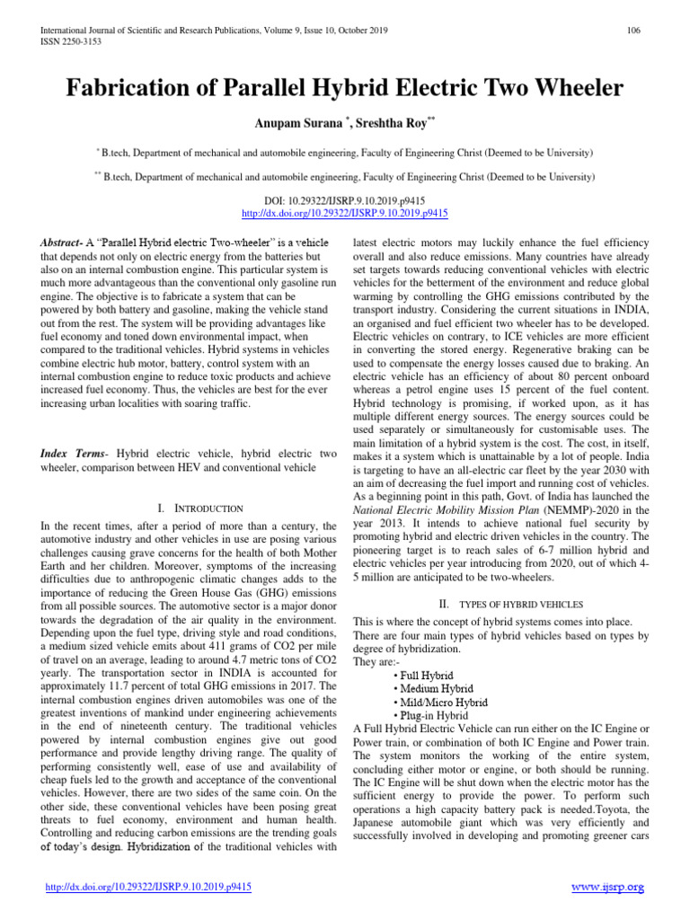Ijsrp p9415 | PDF | Hybrid Electric Vehicle | Plug In Hybrid