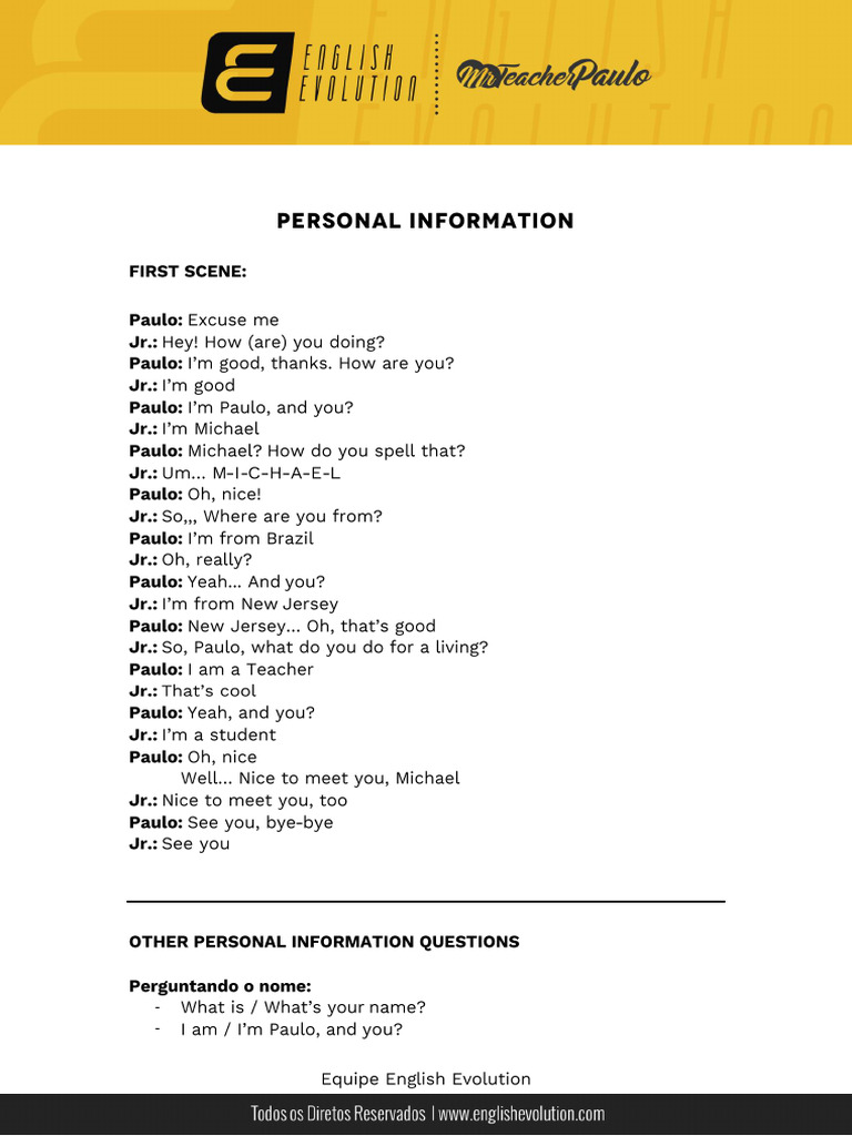 Atividades - Personal Information | PDF