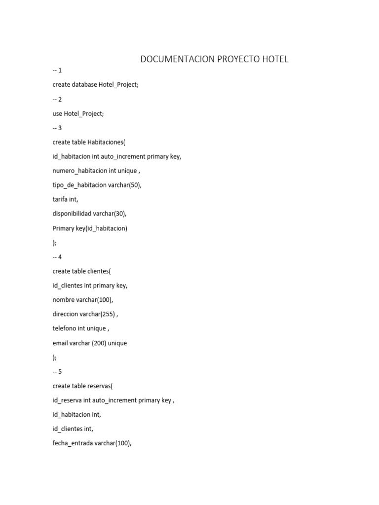 Documentacion Proyecto Hotel | Descargar gratis PDF | Bases de datos ...