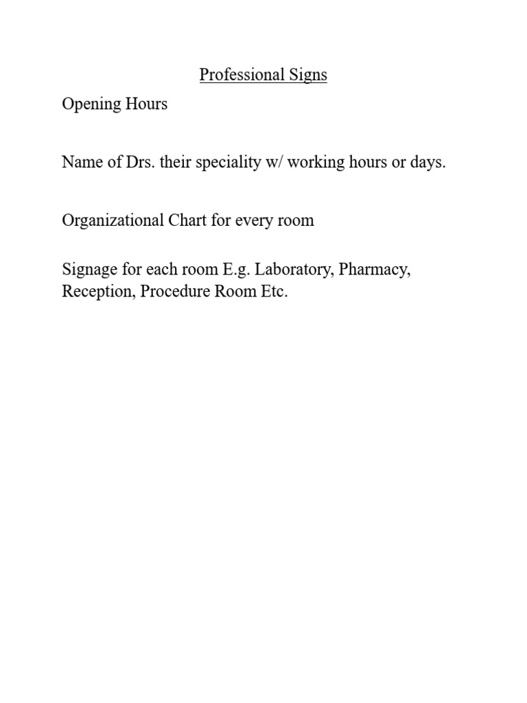 Professional Signage and Hours Guide | PDF | Language Arts & Discipline ...