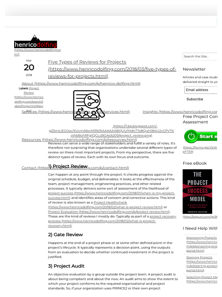 Five Types of Reviews For Projects - Henrico Dolfing | PDF | Audit | Business