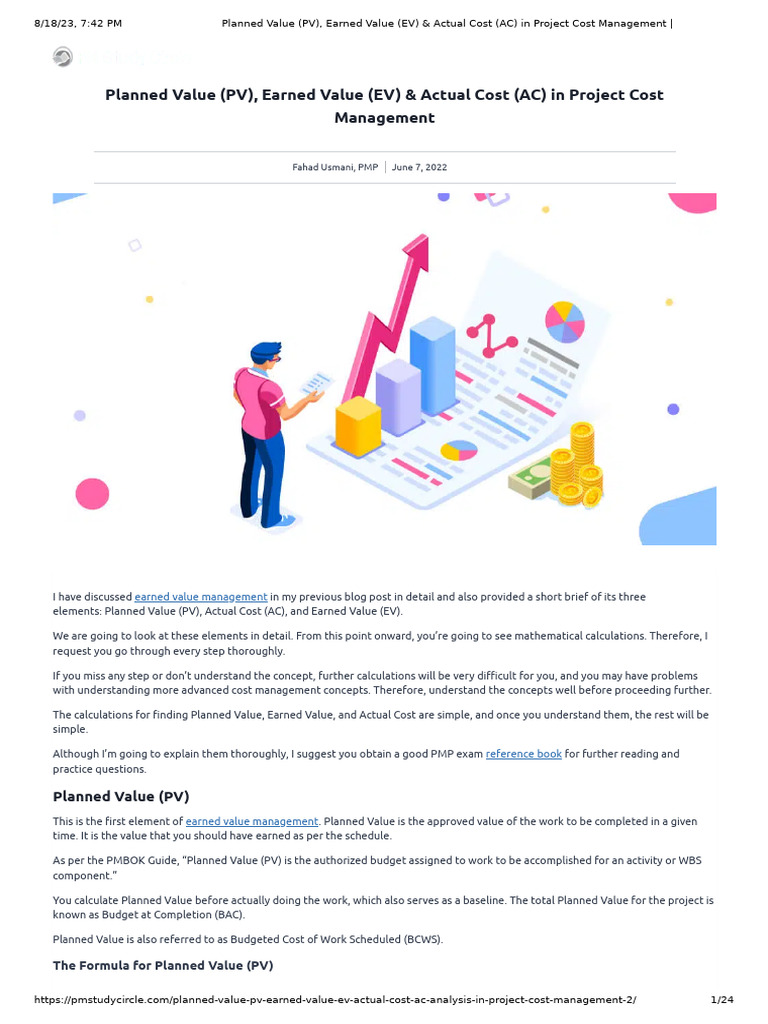 PV, EV & AC in Project Cost Management | PDF | Analysis | Project ...