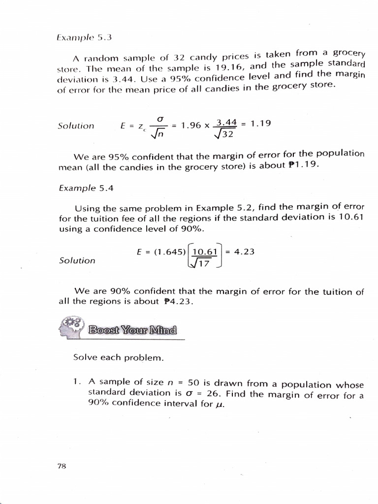 Margin of Error Calculations for Samples | PDF | Margin Of Error ...