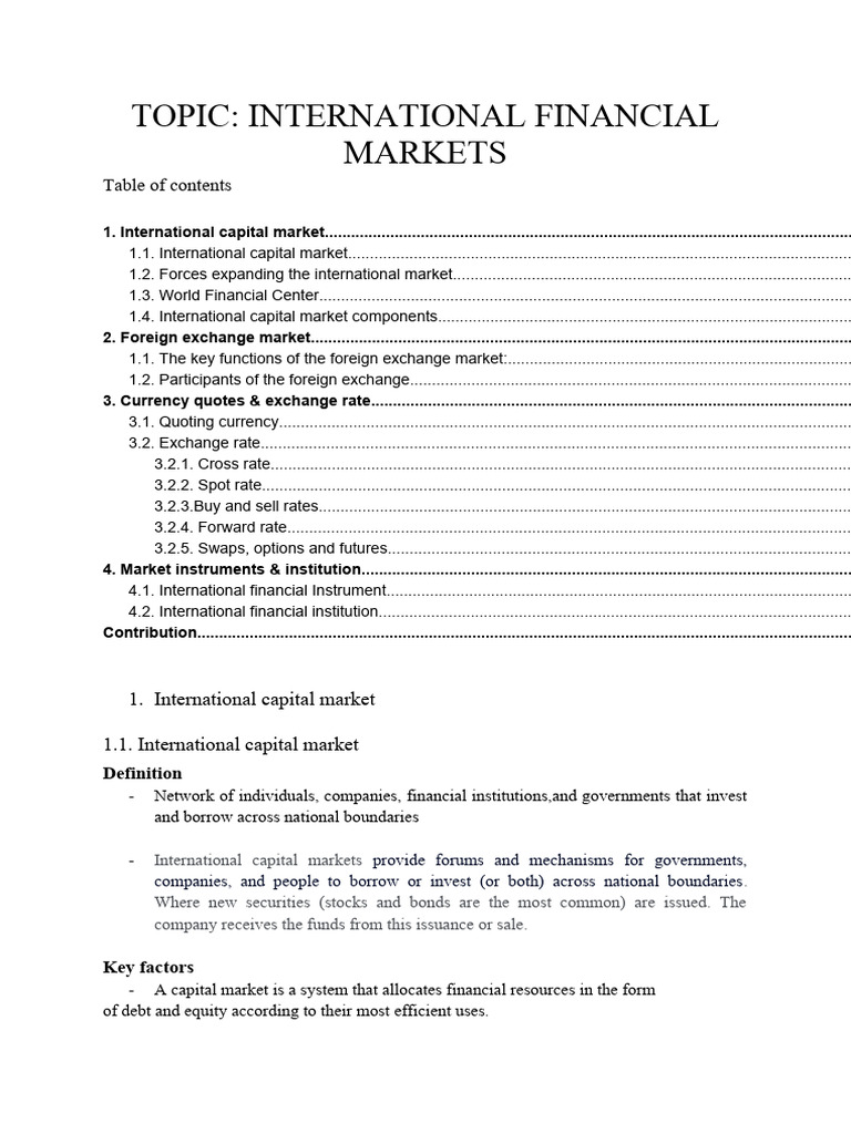 International Financial Markets Overview | PDF | Foreign Exchange ...