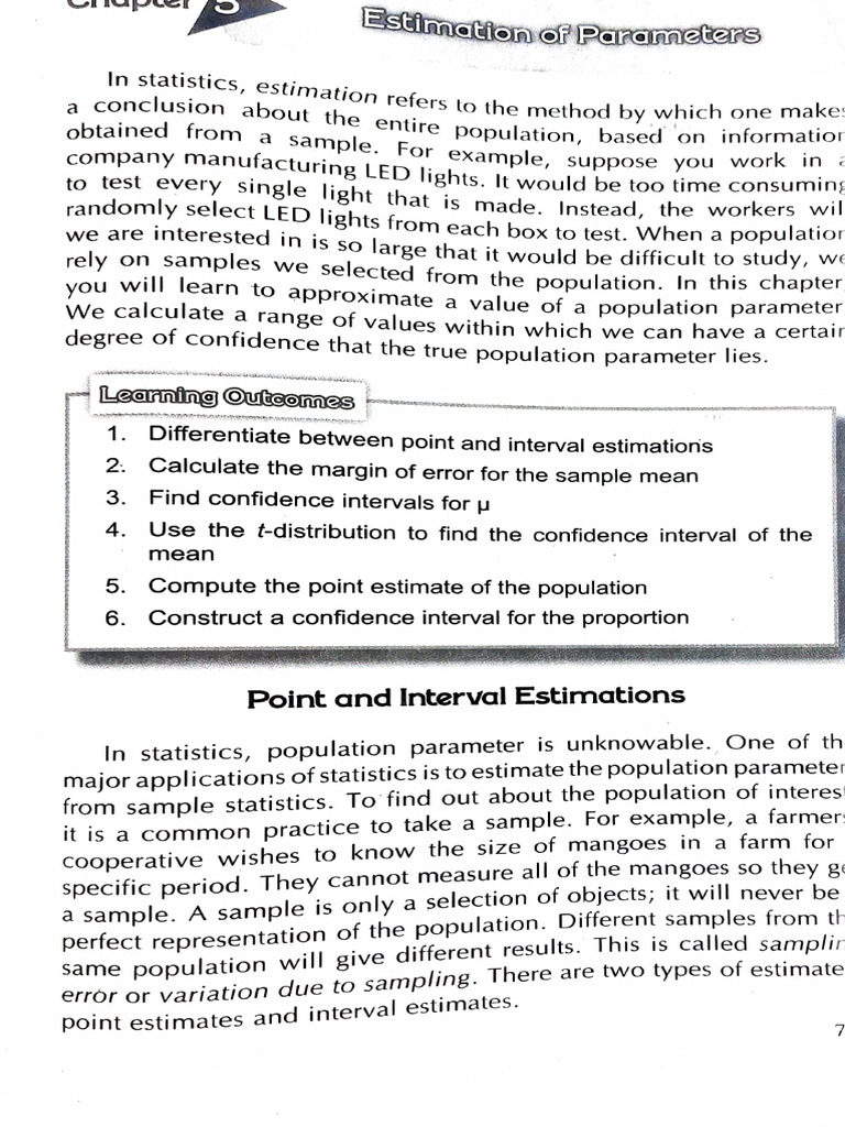 Estimation of Parameters 08 Apr 2024 | PDF | Estimator | Confidence Interval
