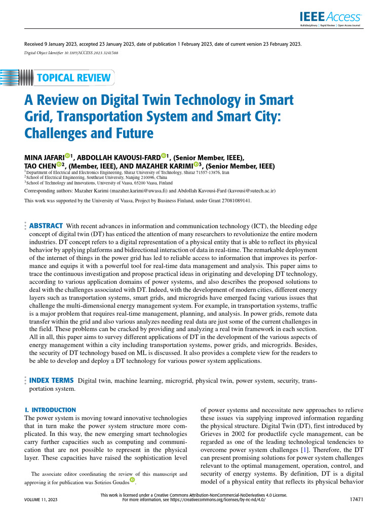 A Review On Digital Twin Technology in Smart Grid Transportation System and Smart City ...