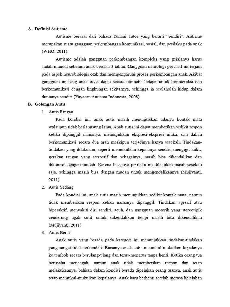 Definisi dan Jenis-Jenis Autisme | PDF