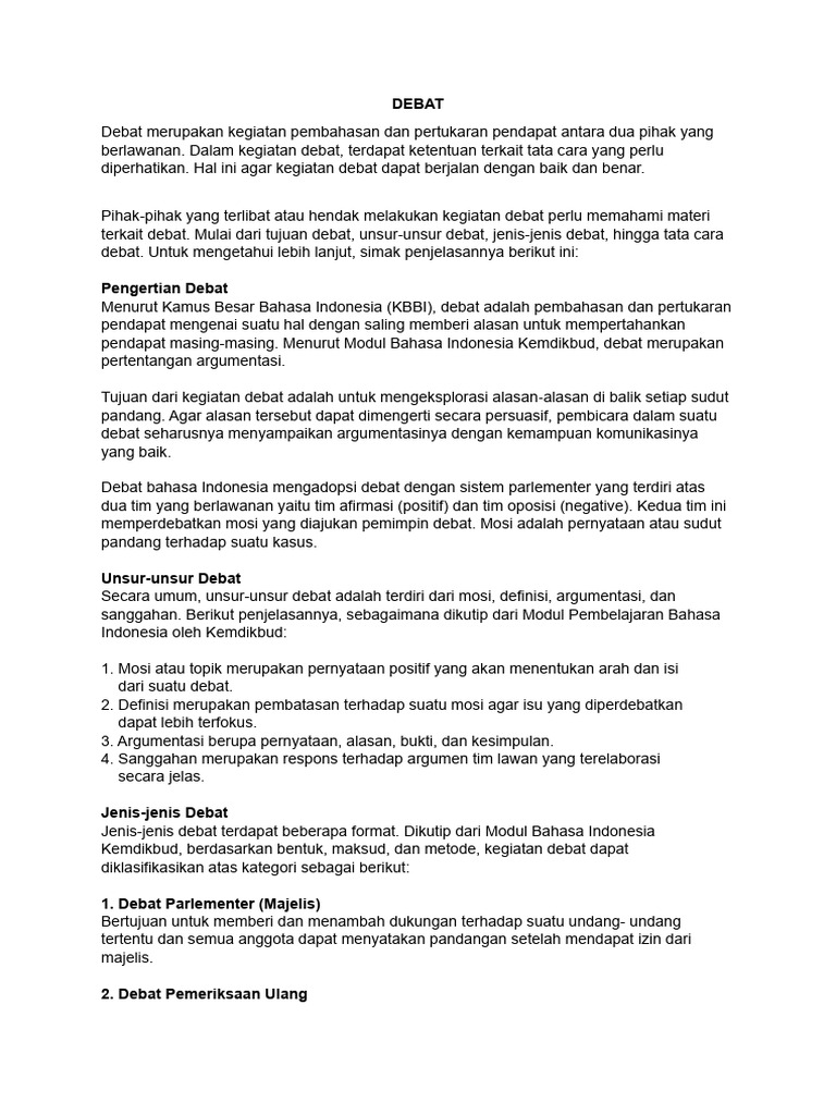 Jenis dan Tata Cara Debat Efektif | PDF