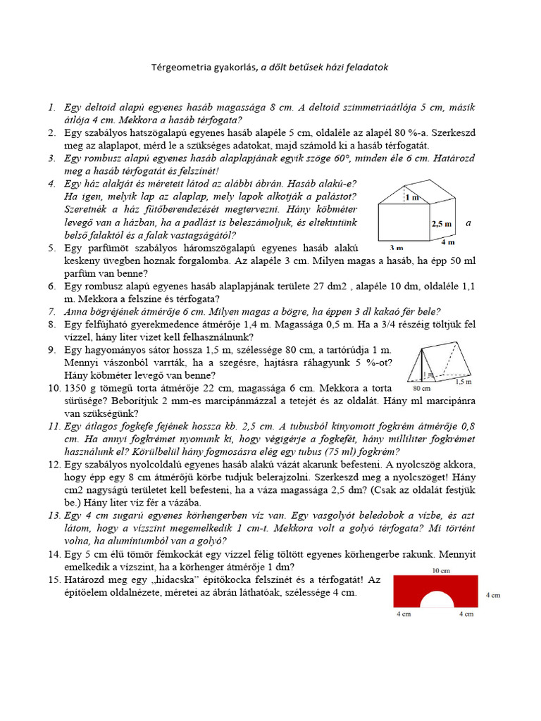 Hasáb Henger Feladatok | PDF