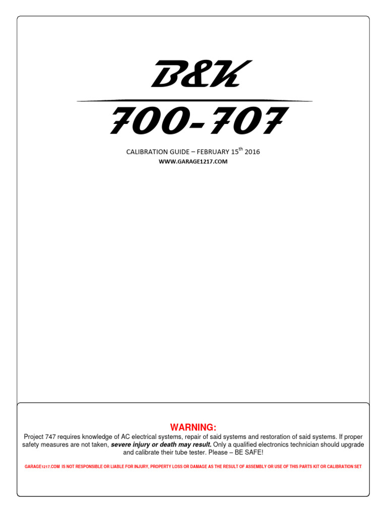 B&K 700 - 707 Calibration | PDF | Electrical Connector | Vacuum Tube