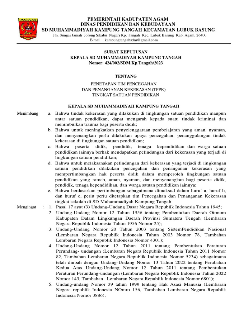 Contoh SK Tppk-1 | PDF | Ilmu Sosial