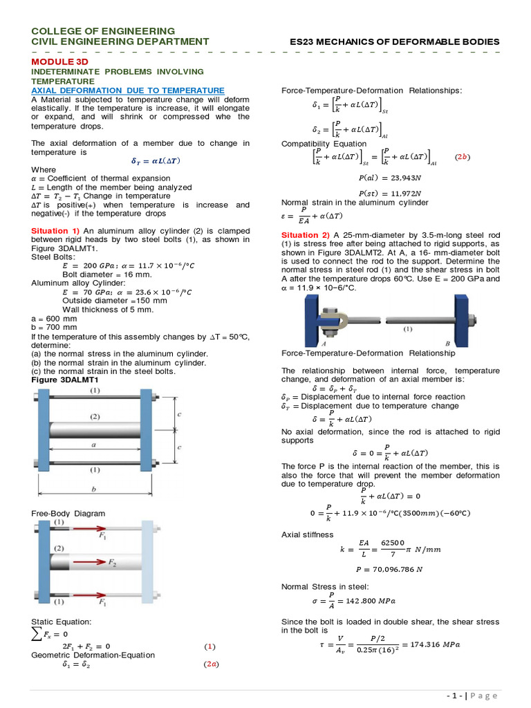 Axially Deformation Due To Temperature Change | PDF | Deformation (Engineering) | Stress (Mechanics)