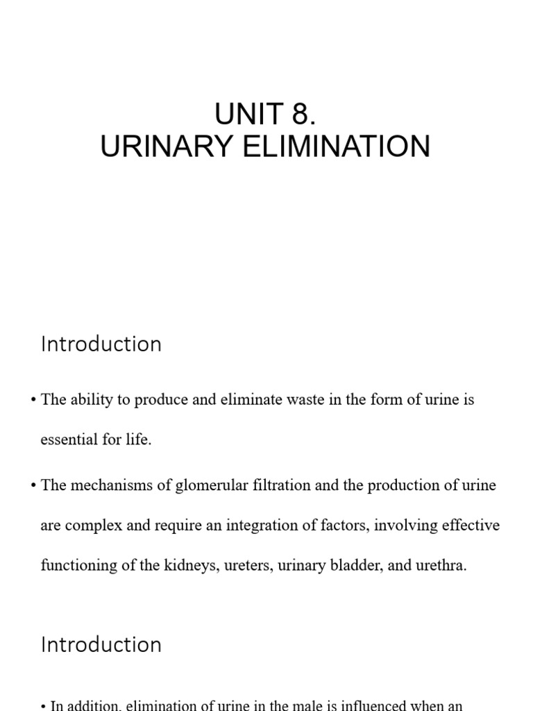 Unit 8 Urinary Elimination | PDF | Urinary Incontinence | Urination
