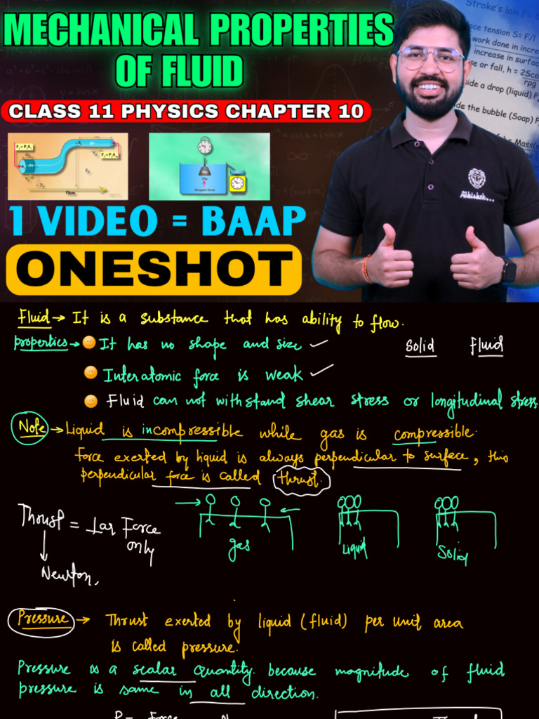 Chap 10 Class 11 Mechanical properties of Fluid | PDF