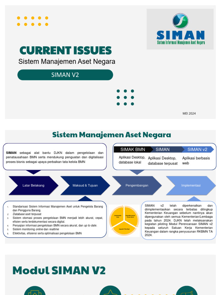 Pengembangan SIMAN V2 untuk BMN | PDF | Pengelolaan Keuangan & Uang