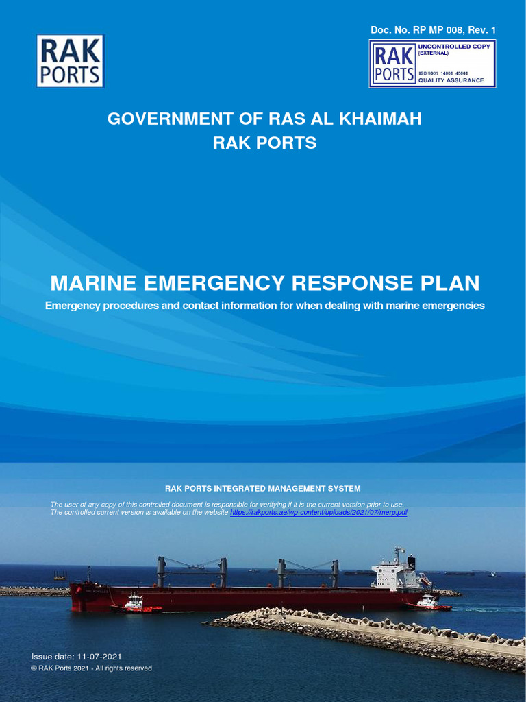 RAK Ports Marine Emergency Response Plan | PDF | Emergency | Port