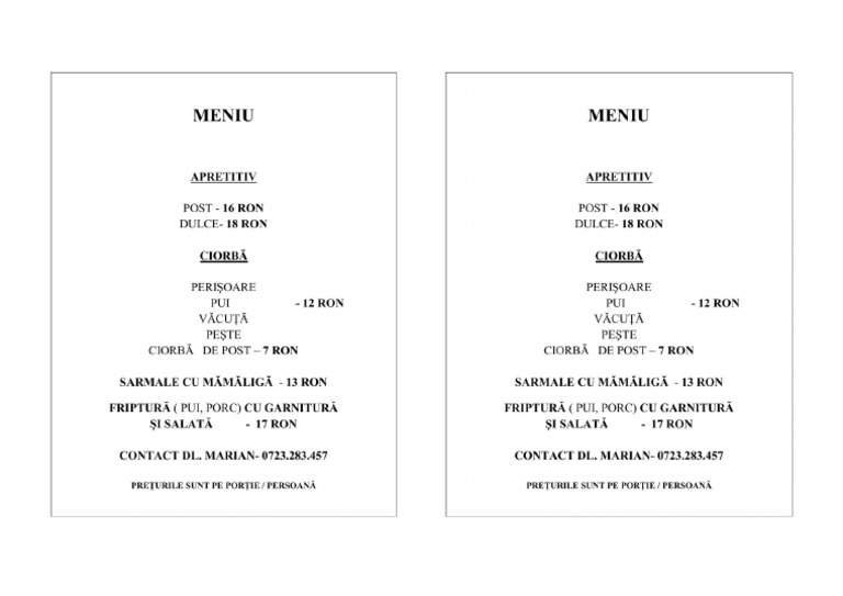 Meniu | PDF
