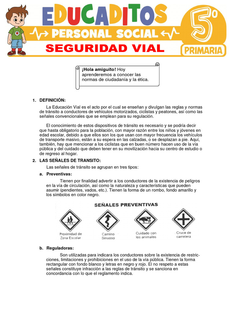 Educación Vial para Niños: Normas y Señales | PDF | Tráfico | Semáforo