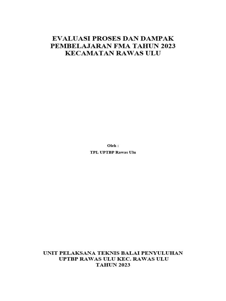 Evaluasi Proses Dan Dampak FMA Rawas Ulu 2023 | PDF