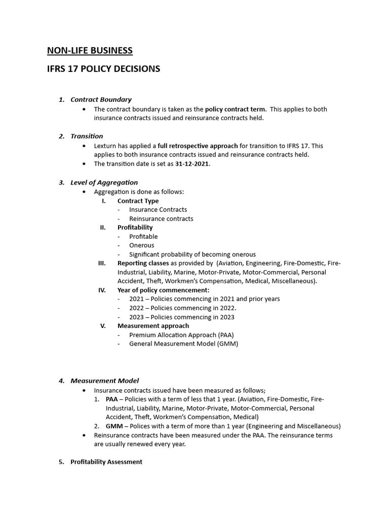 IFRS 17 Non-Life Insurance Policy Guide | PDF | Insurance | Reinsurance