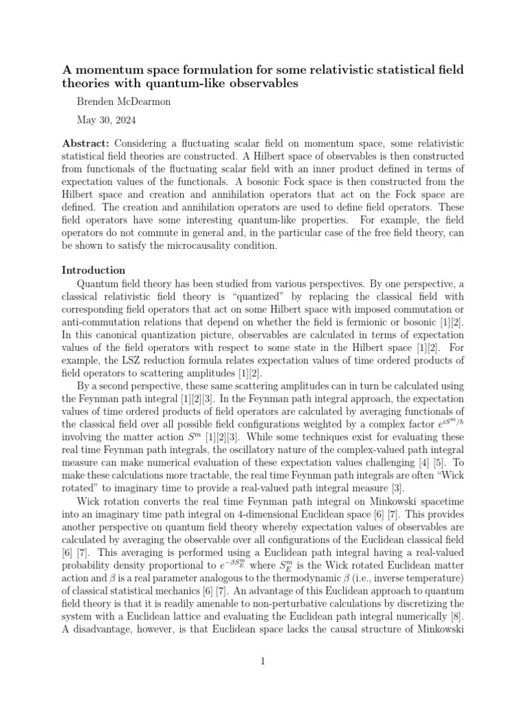 A Momentum Space Formulation For Some Relativistic Statistical Field