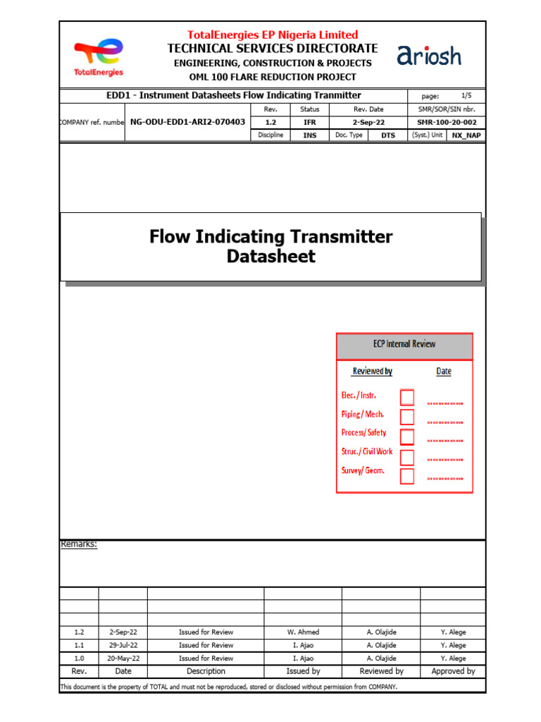 Flow Indicating Transmitter Datasheet | PDF | Turbine
