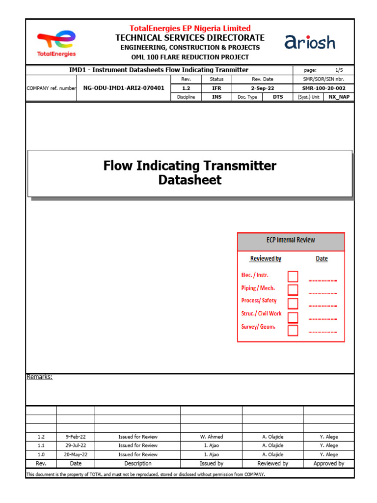 Flow Indicating Transmitter Datasheet | PDF | Turbine | Mechanical ...