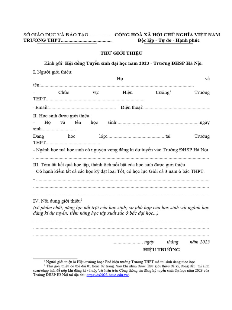 Thu Gioi Thieu DHSPHN | PDF