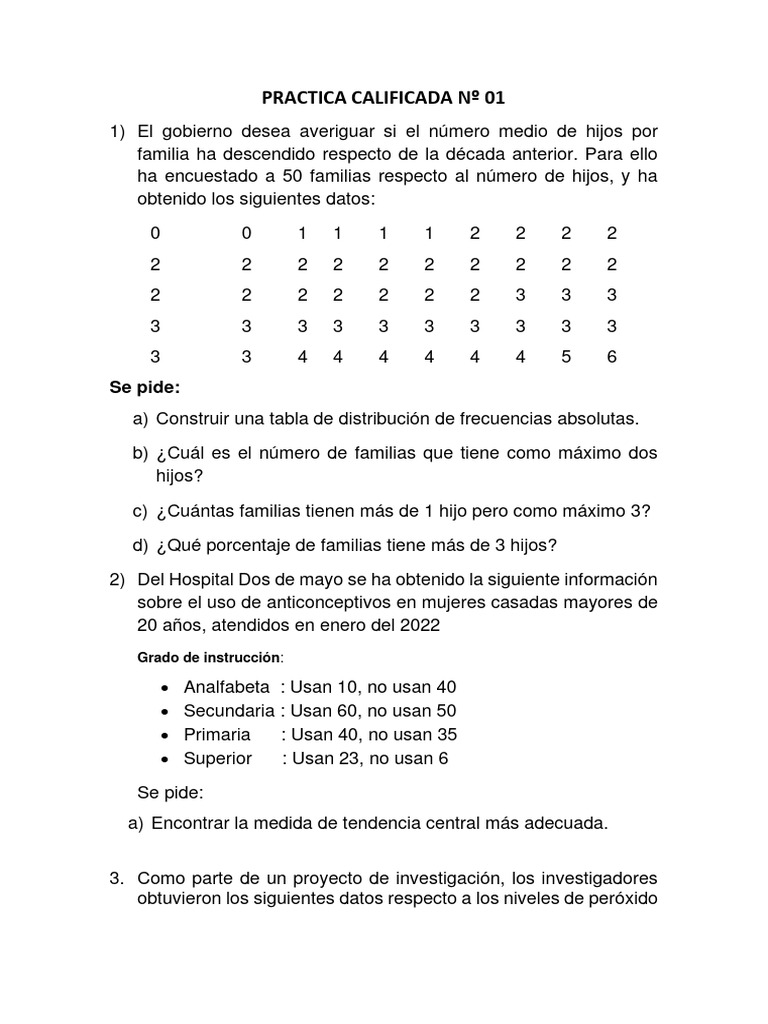 Practica Calificada #01 | PDF