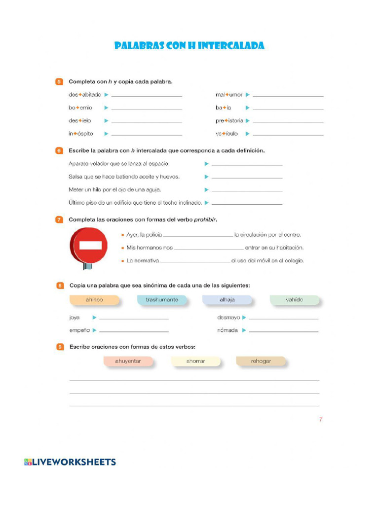 Palabras Con H Intercalada | PDF