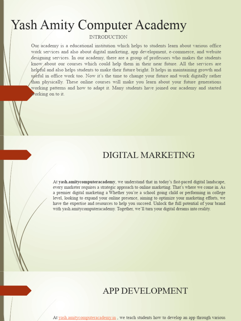 Yash Amity Computer Academy | PDF | Web Design | E Commerce