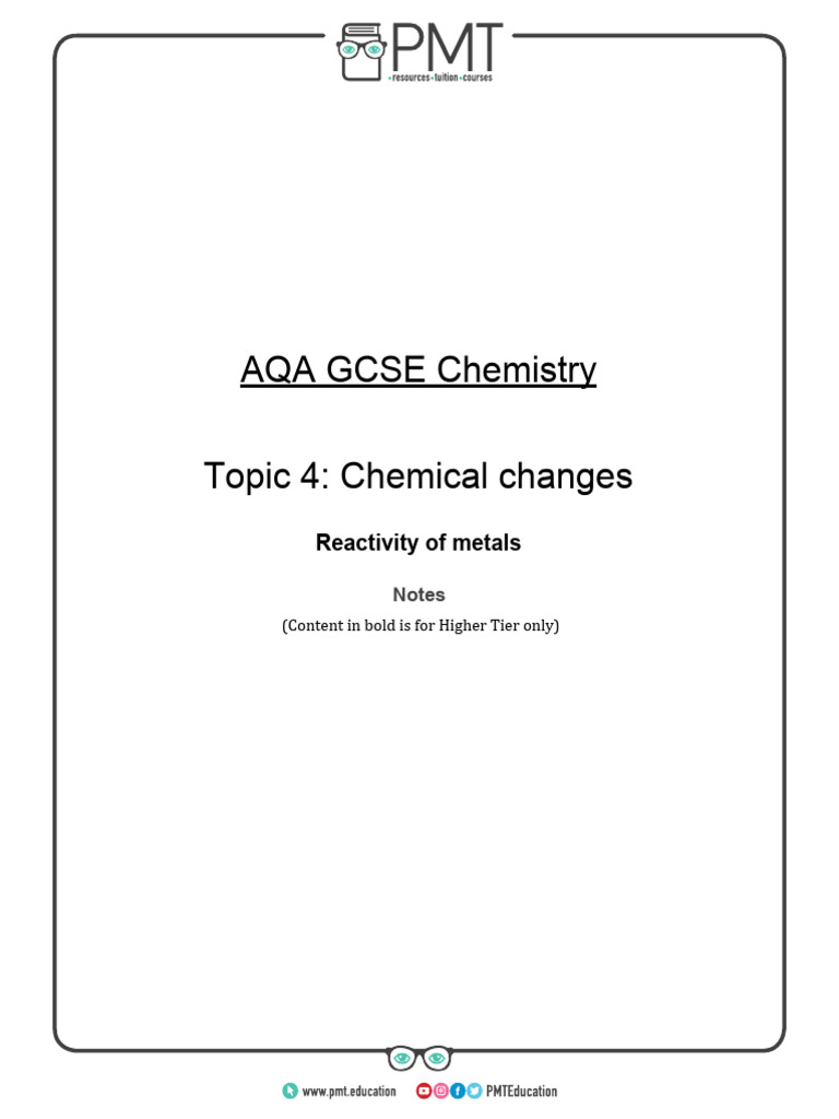 Reactivity of Metals | Download Free PDF | Sodium | Metallic Elements