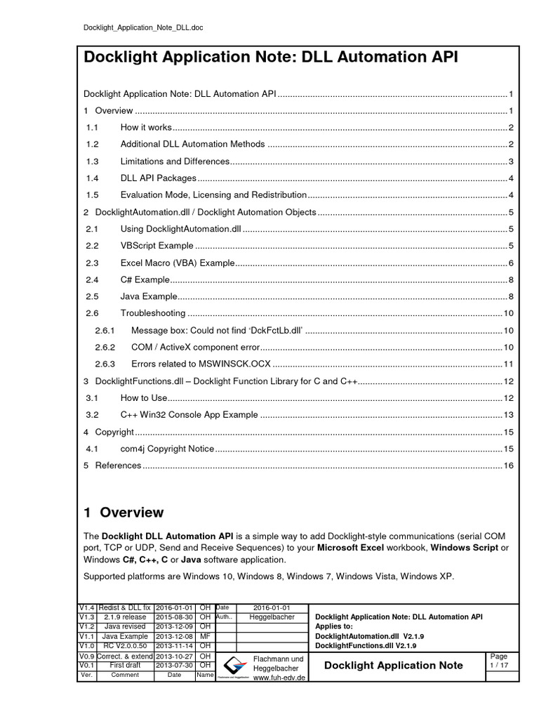Docklight Application Note DLL | PDF | Visual Basic For Applications | Component Object Model