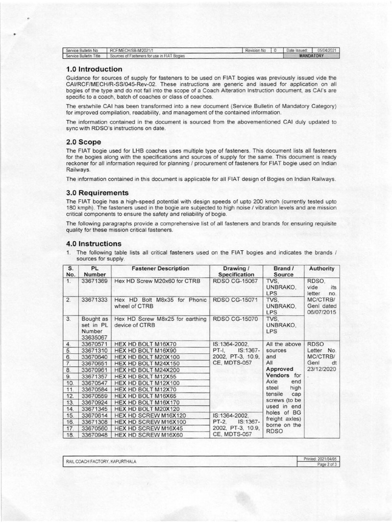 Service Bulletin | PDF