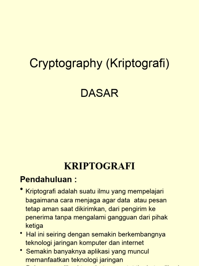 Pertemuan 8 Kriptografi Dasar | PDF