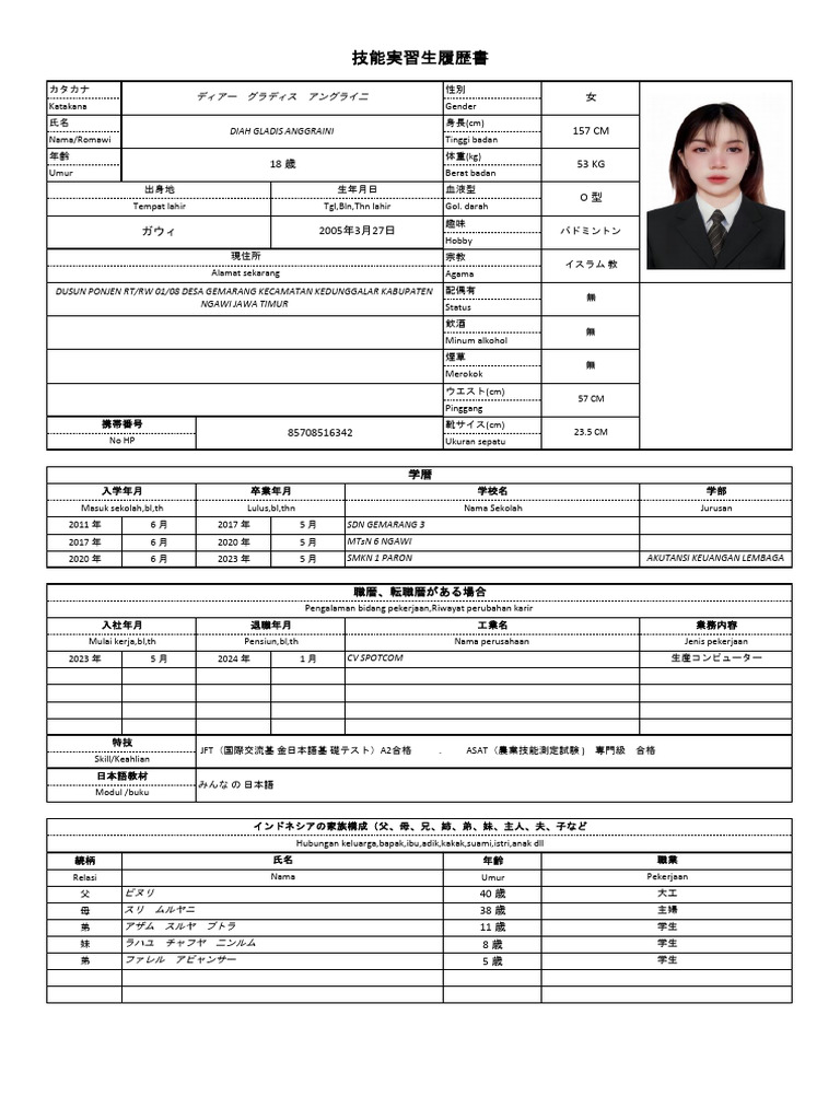 CV DIAH GLADIS ANGGRAINI | PDF