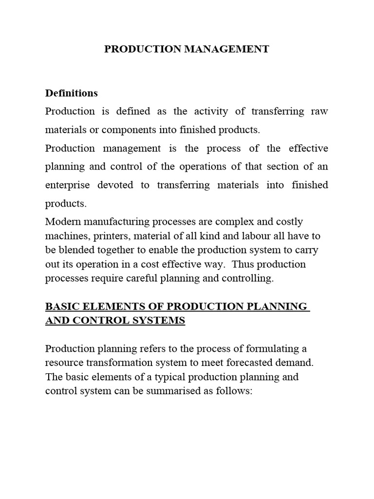 Production Management | PDF | Lean Manufacturing | Procurement