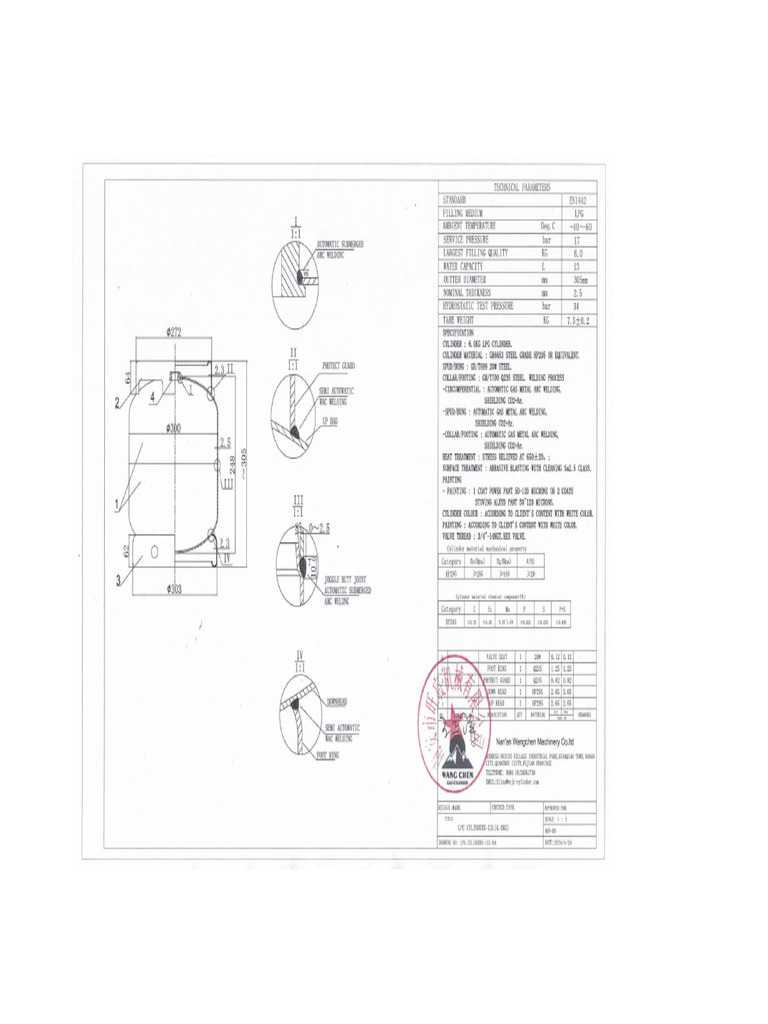 6KG LPG Cylinder Drawing | PDF