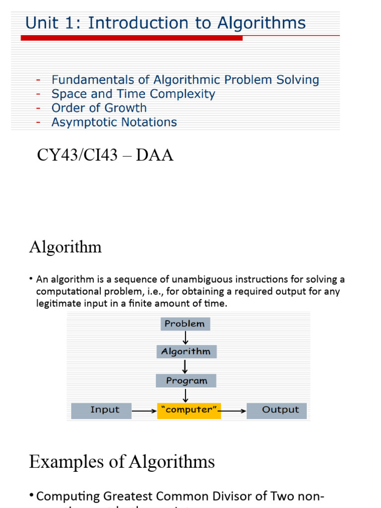 DAA Unit1 | Download Free PDF | Algorithms | Mathematical Logic