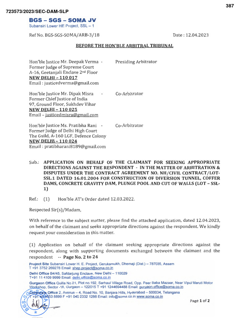 Annexure 6 Application of Contractor Dated 12 04 2023 Filed Before at ...