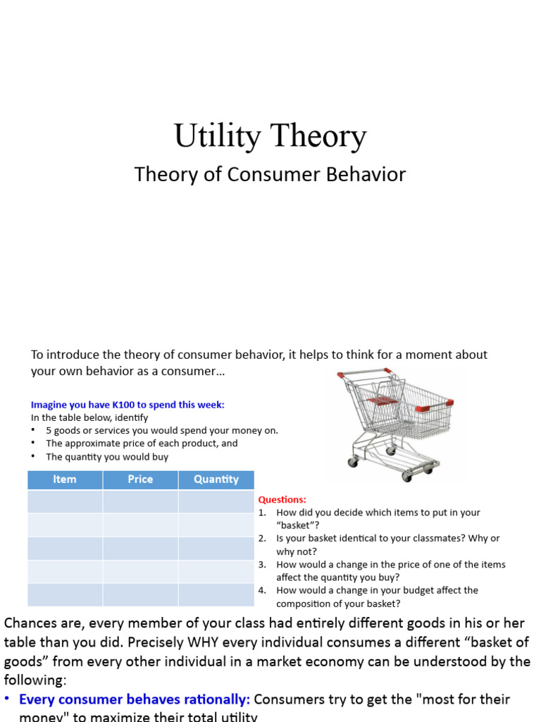 Utility Theory | Download Free PDF | Utility | Marginal Utility